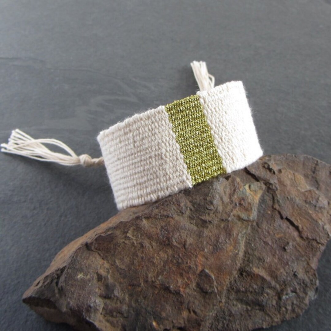 Handwoven Linen Cotton Bracelet / Textile Bracelet / Wide Cuff Bracelet ...