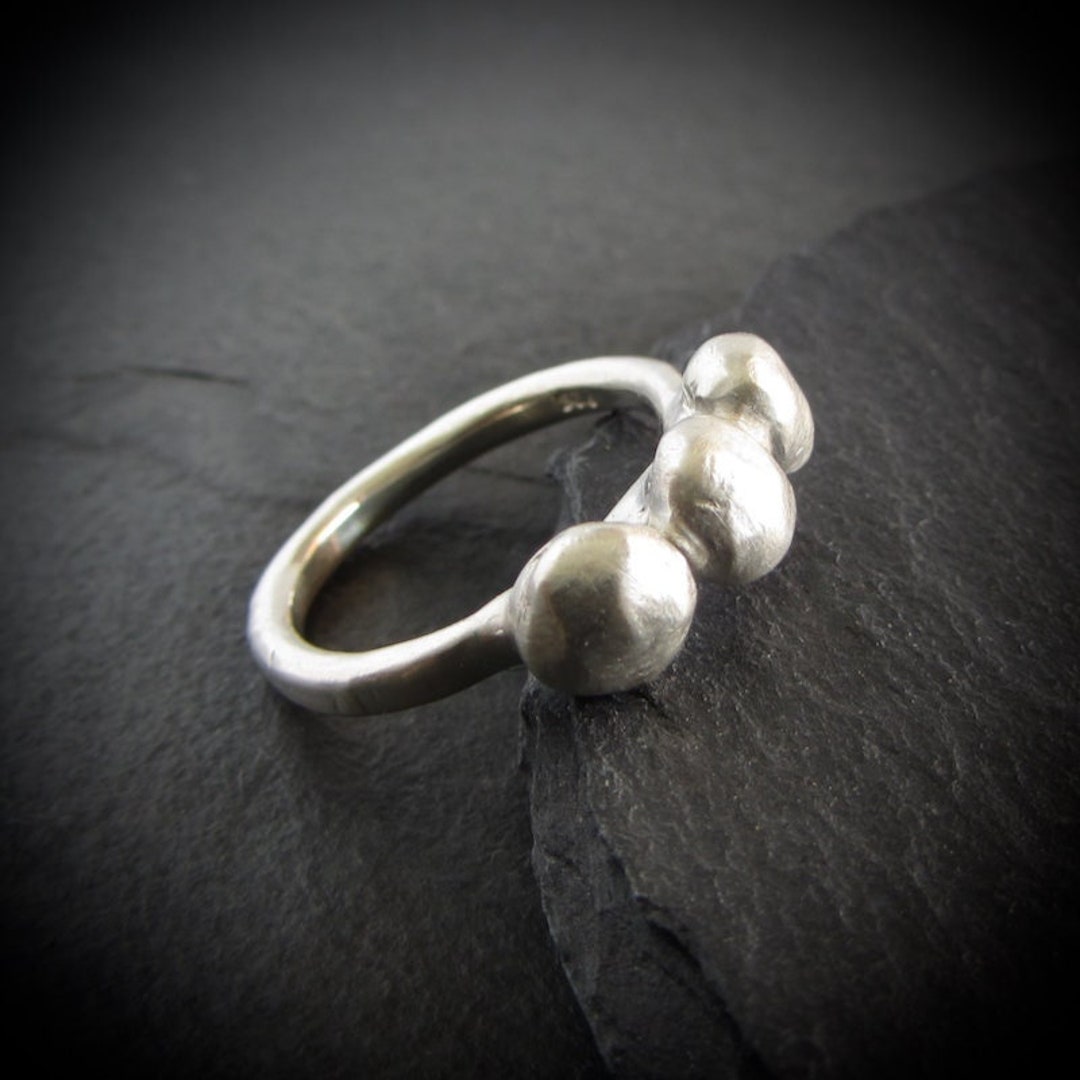 Organic Ball Ring in Sterling Silver / Rustic Ring / Dot Ring / Bubbles ...