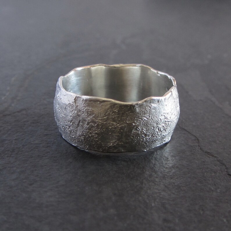 Rough Textured Sterling Silver Ring Band / Unisex Ring / | Etsy