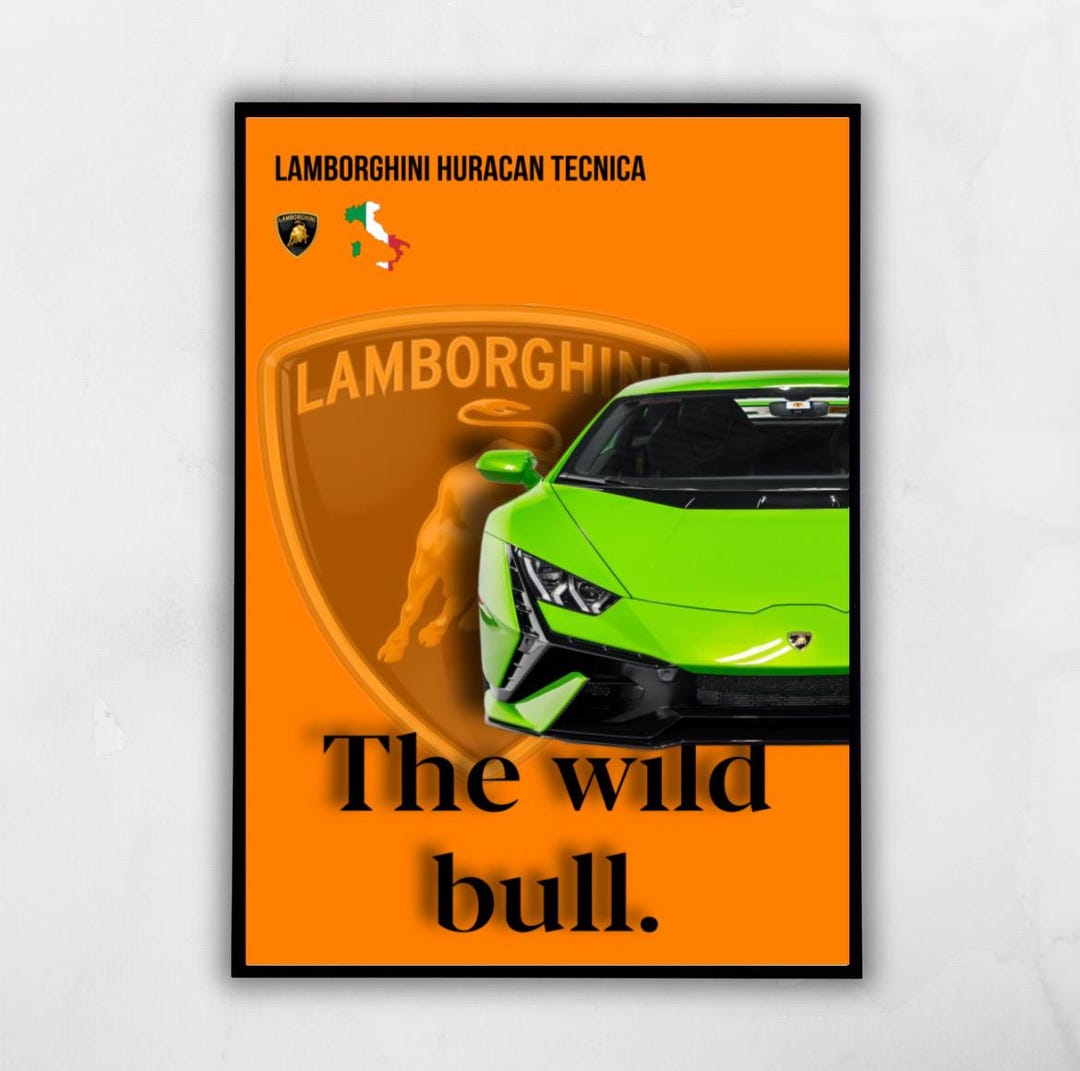 Lamborghini Huracan Car Poster / Lambo Car Design / Huracan Car Image ...