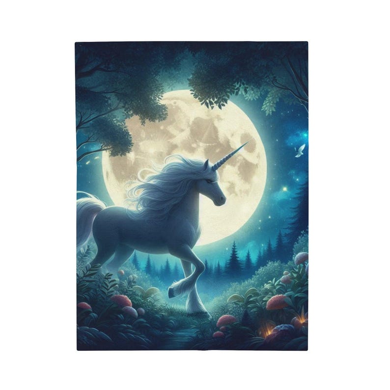 Moonlight Unicorn Velveteen Plush Blanket - Etsy