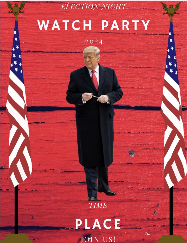 Election Night Watch Party 2024 Poster Pro Trump Event Decor With USA ...