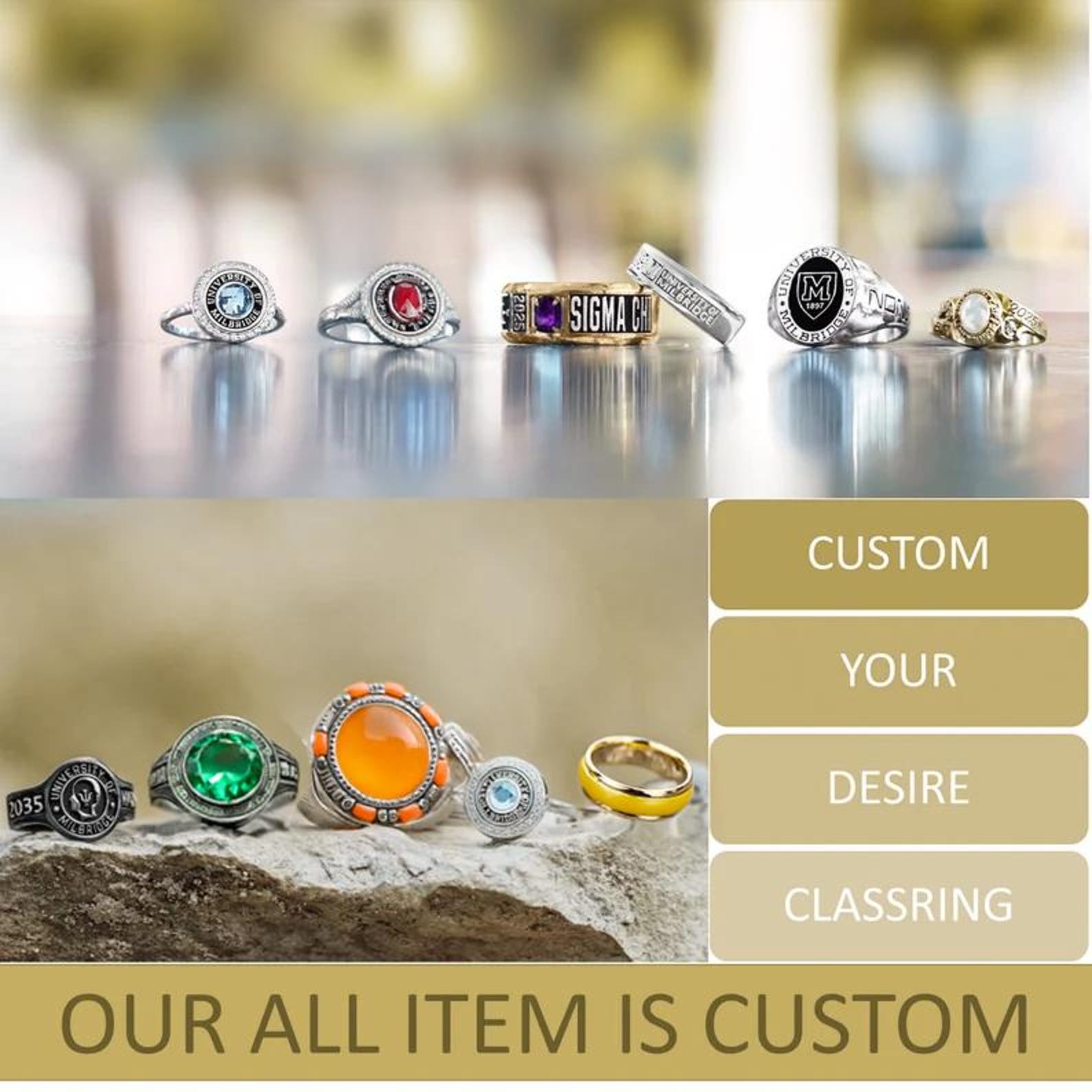 Your Desire Class Ring Design, Custom Personalized Class Ring ...