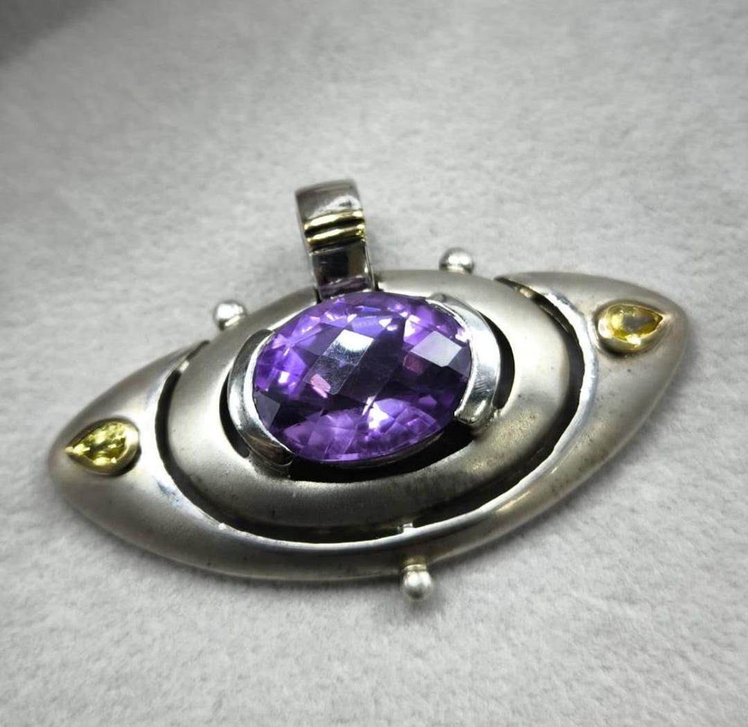 The All-seeing Eye Pendant, Sterling Silver & 18K Gold, Amethyst ...