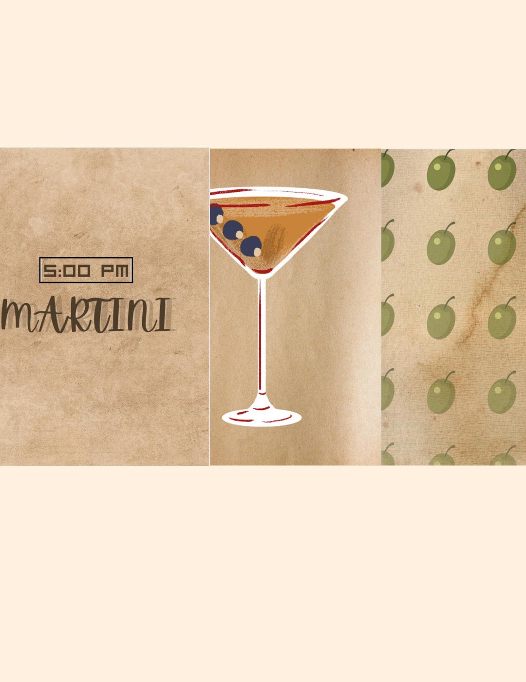 Martini Poster Pack 8 X 24, Simple, Neutral, Cute, Apartment, House ...