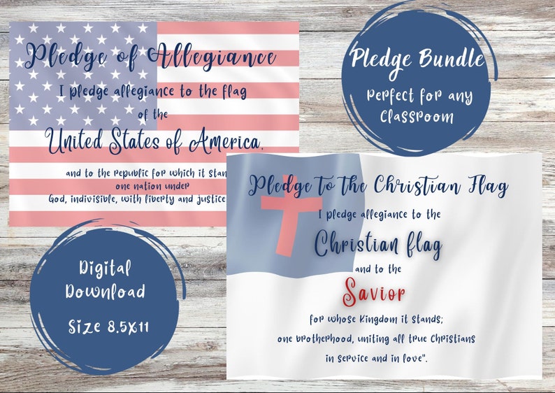 Pledge of Allegiance and Pledge to the Christian Flag Bundle - Etsy