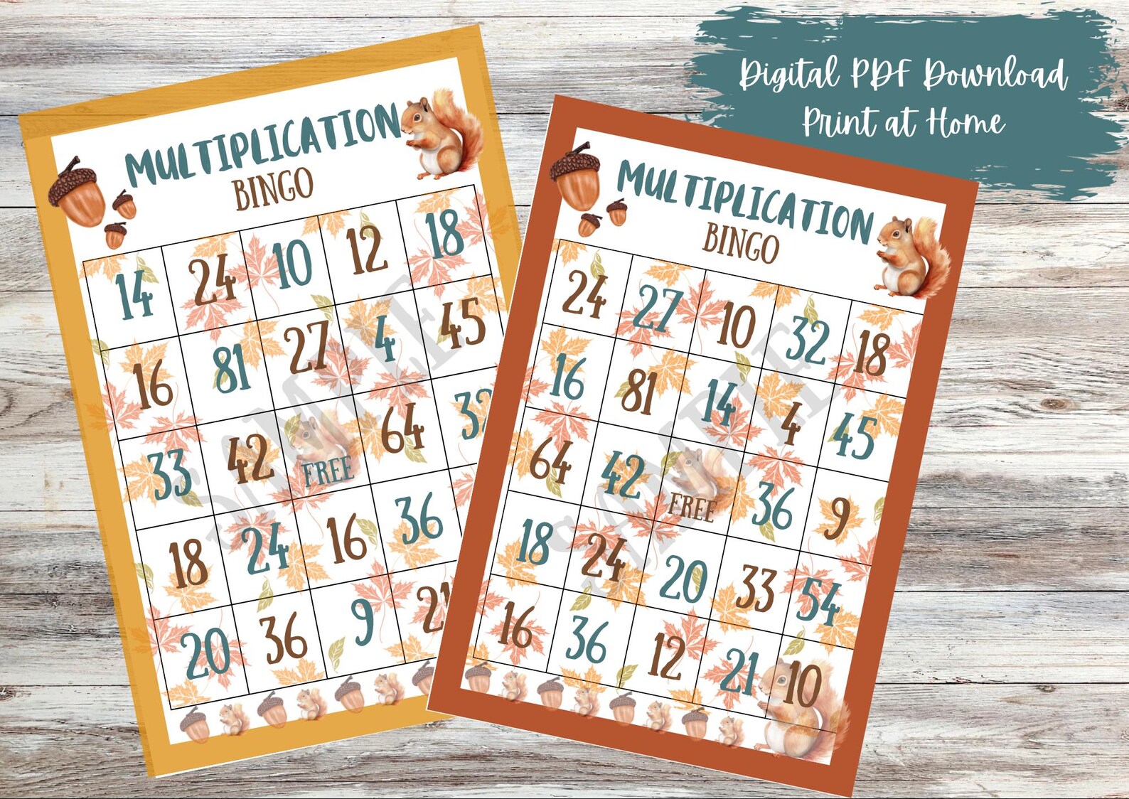 Fall Multiplication BINGO Printable - Etsy
