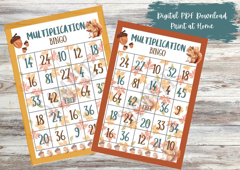 Fall Multiplication BINGO Printable - Etsy
