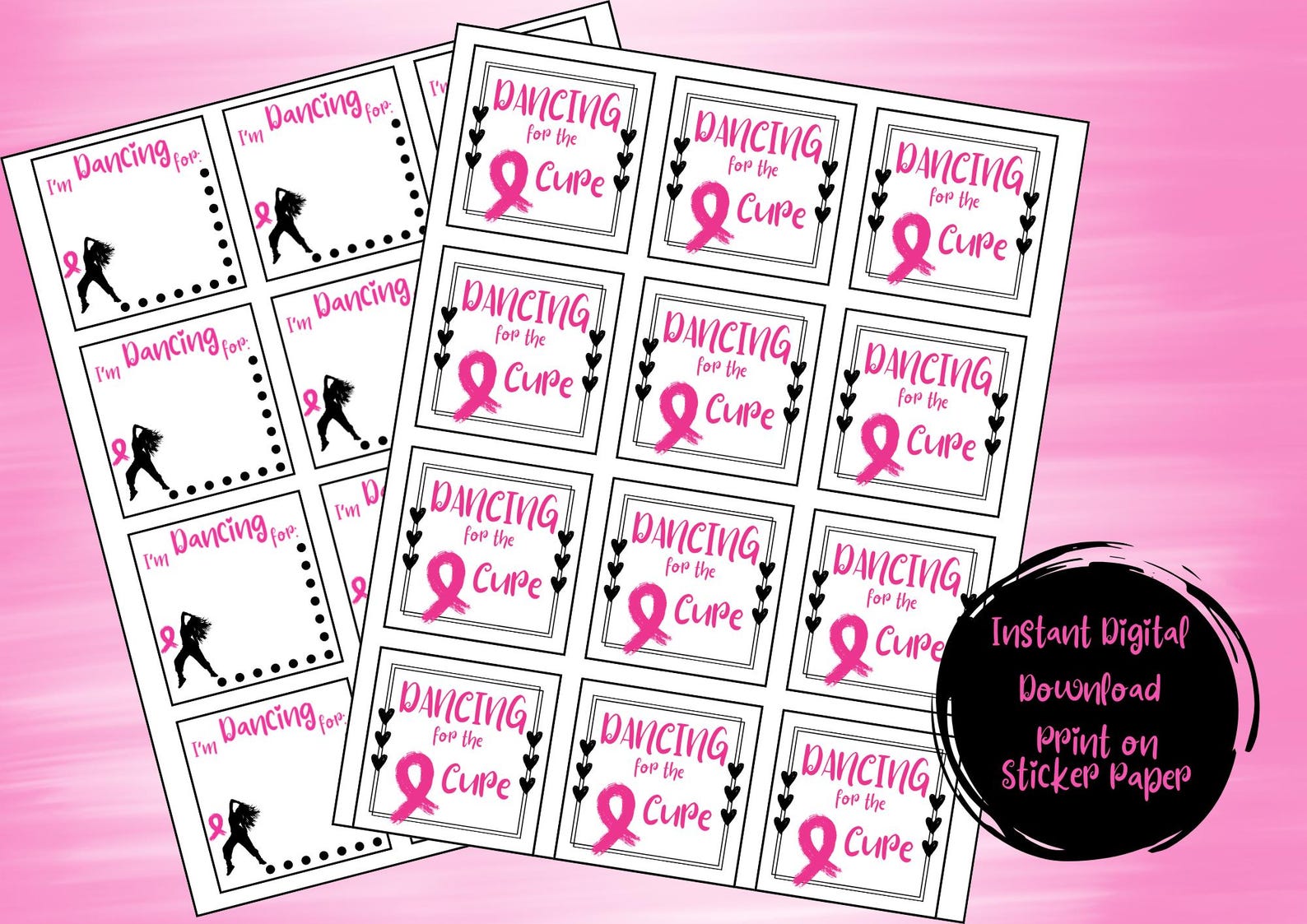Dancing for a Cure Digital Download Stickers-for Breast Cancer ...