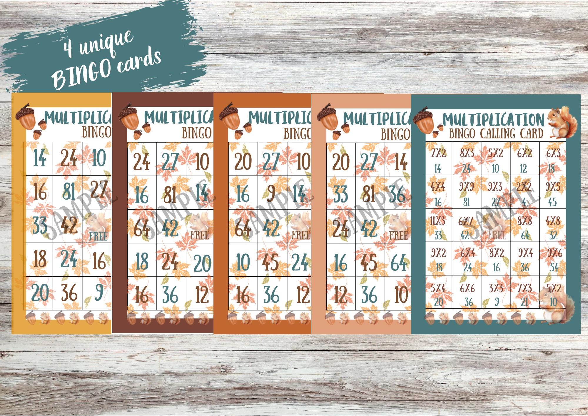Fall Multiplication BINGO Printable - Etsy