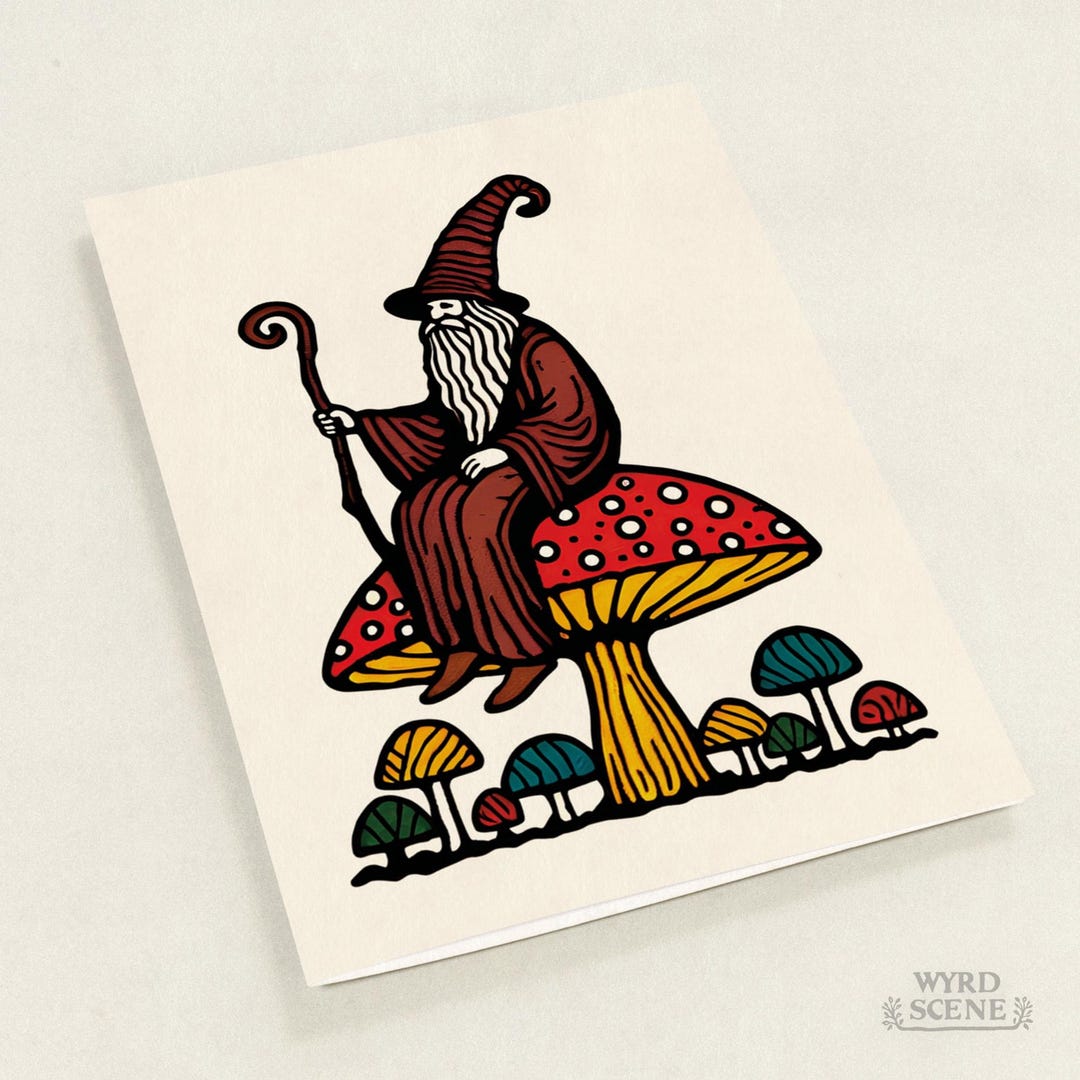 THE PSYCHEDELIC WIZARD - Greetings Cards (pack of 10) the Wizard Sat on ...