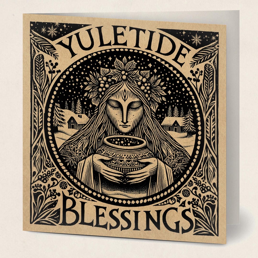 YULETIDE BLESSINGS Yule Cards pack of 10 Pagan Festive Winter Seasonal ...