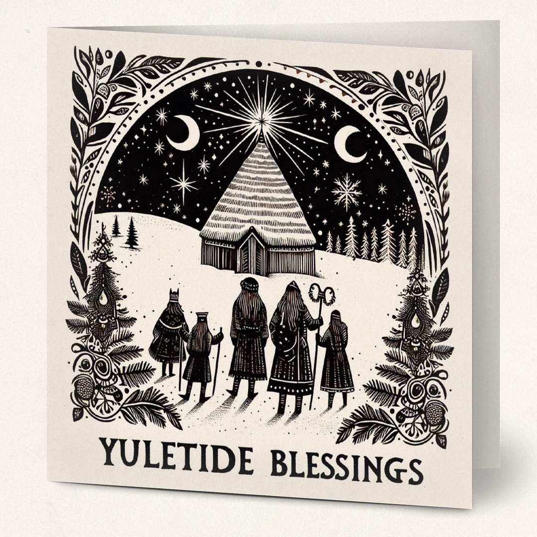 YULETIDE BLESSINGS Yule Cards pack of 10 Pagan Festive Winter Seasonal ...