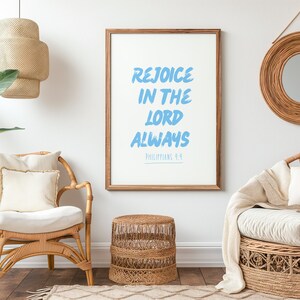 Rejoice in the Lord Always Wall Decor, Bible Verse Printable Wall Art ...