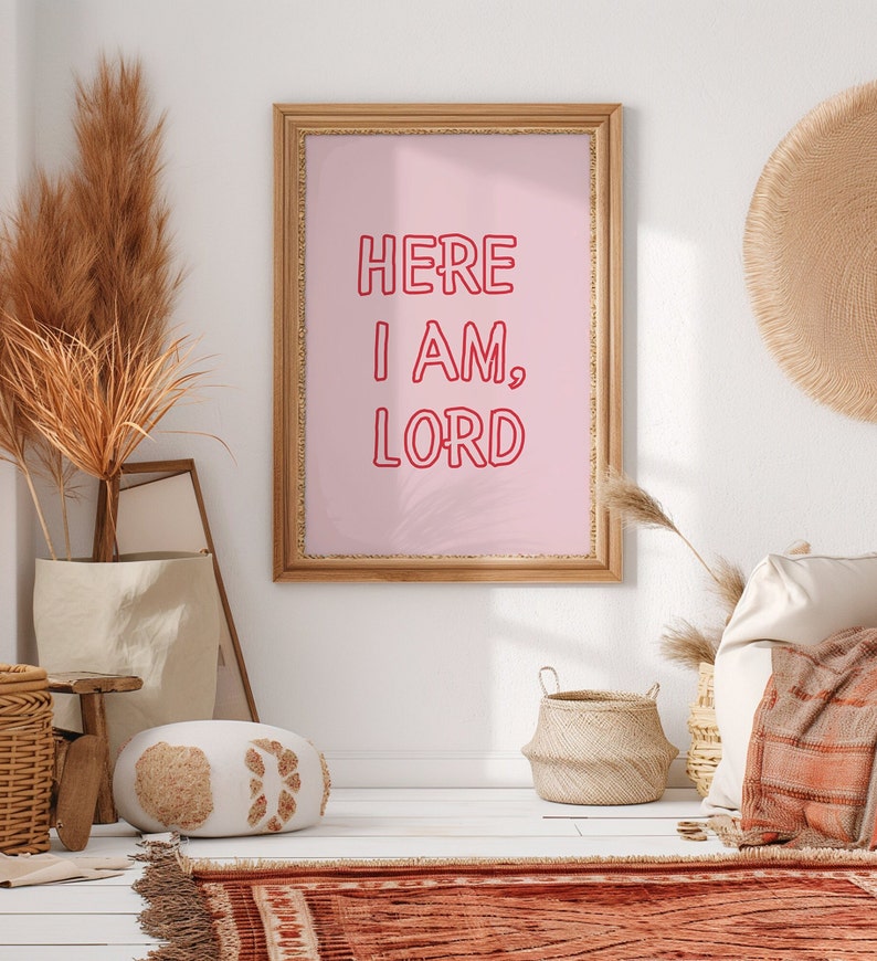Here I Am Lord Trendy Christian Wall Art, Modern Bible Verse Wall Art ...
