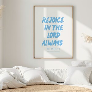 Rejoice in the Lord Always Wall Decor, Bible Verse Printable Wall Art ...