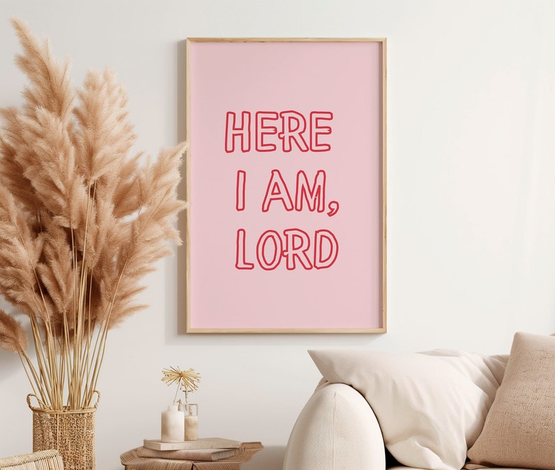 Here I Am Lord Trendy Christian Wall Art, Modern Bible Verse Wall Art ...