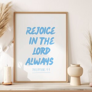 Rejoice in the Lord Always Wall Decor, Bible Verse Printable Wall Art ...