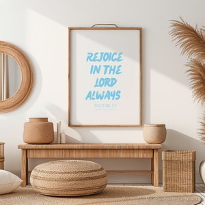 Rejoice in the Lord Always Wall Decor, Bible Verse Printable Wall Art ...
