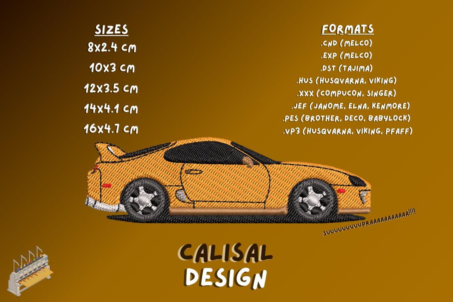 Supra Machine Embroidery Design, Sport Car Embroidery File, Iconic ...