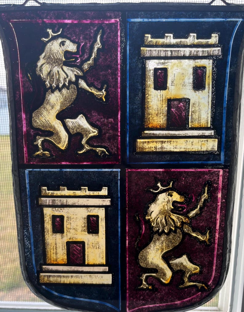 Vintage Heraldic Painted Glass Escutcheons - Etsy