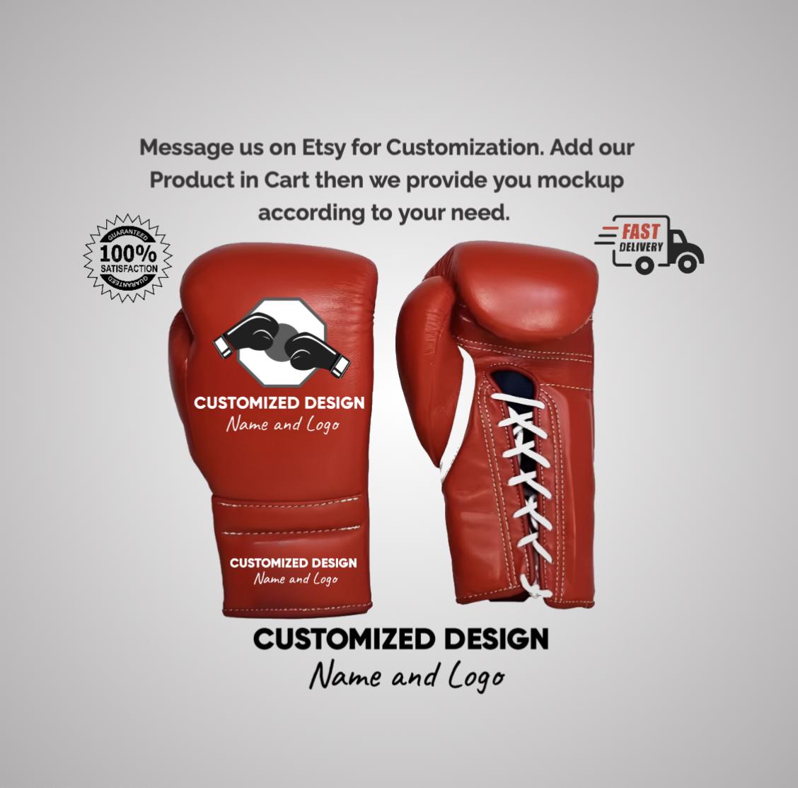 Leather Boxing Gloves - Customized Boxing Gloves - Custom Logo and Name ...