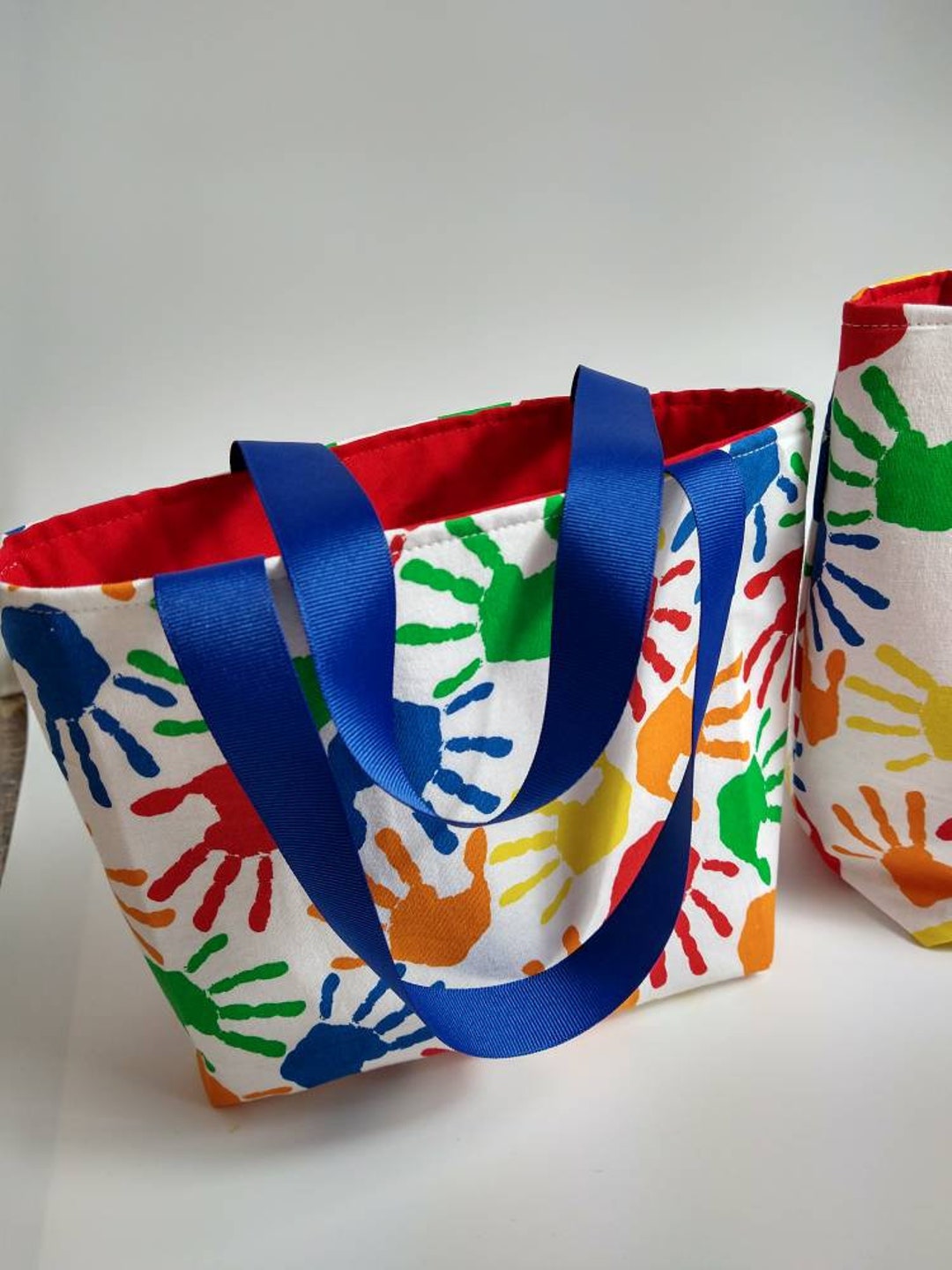 Children Hand Prints, Mini Toddler Totes, Toy Tote, Snack Bag for Day ...