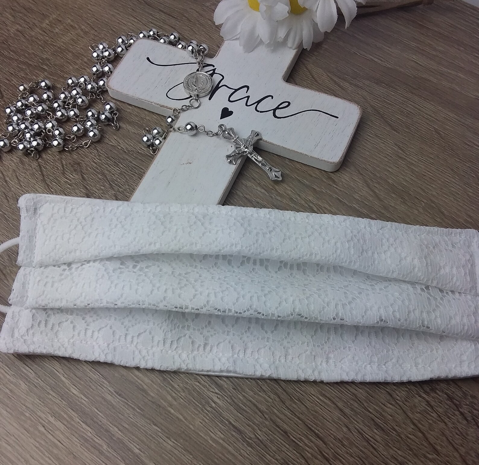 First Communion Mask/ Baptism/ Wedding/ Church/ Bright White | Etsy