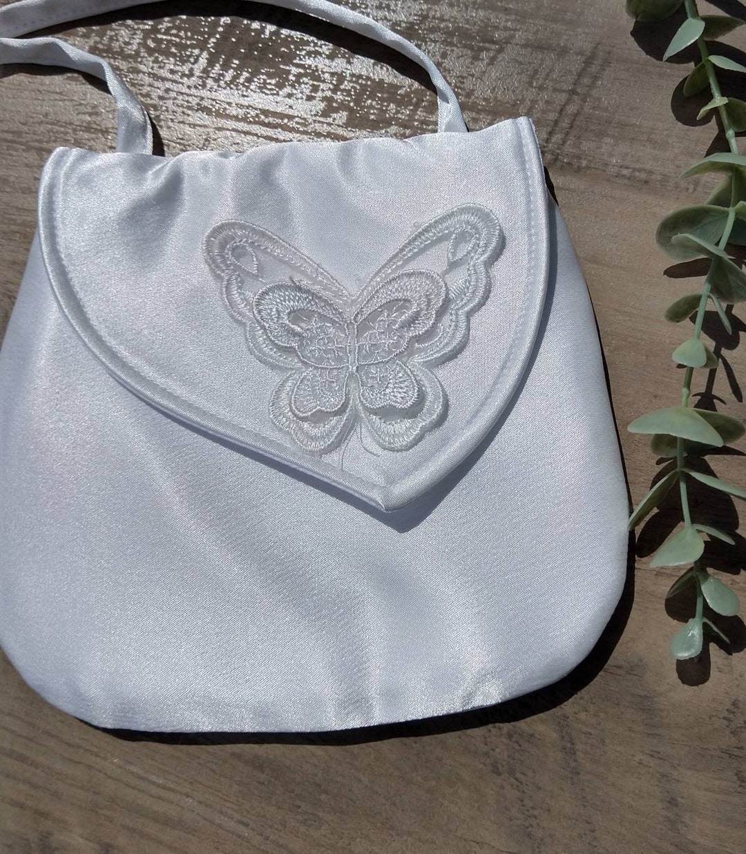 First Communion Purse, Bright White Satin Purse, Flower Girl, Church ...