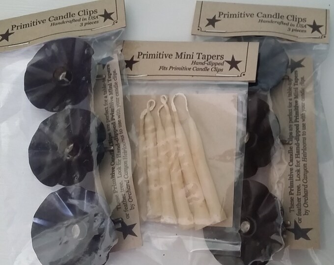Mini Candle Clips and Hand Dipped Paraffin Tapers: Set of 6 Each - Etsy