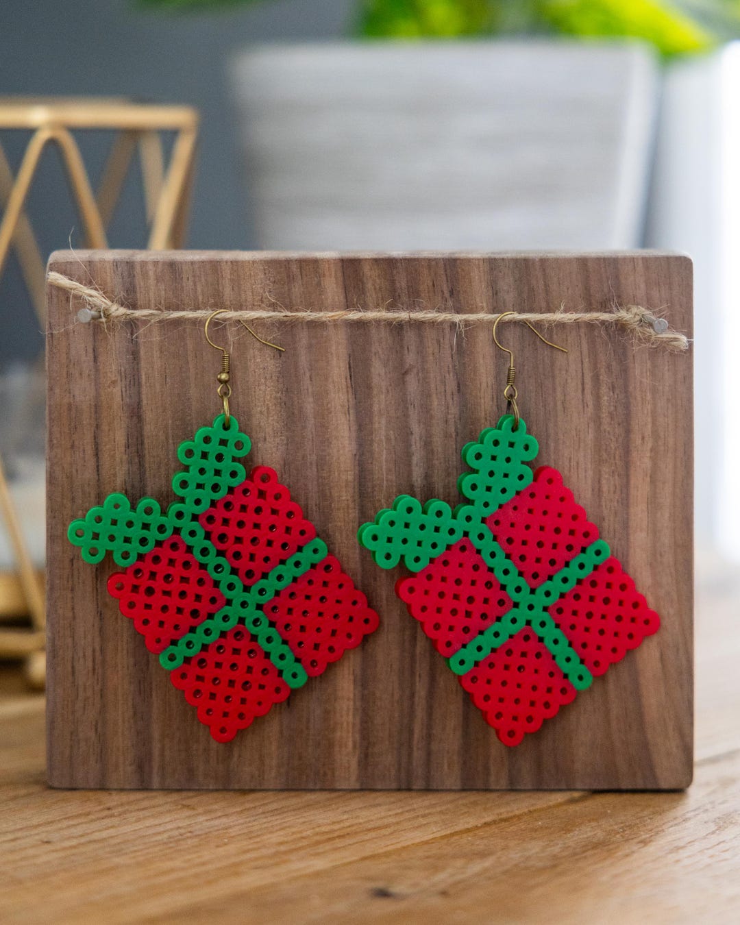 Handmade Christmas Gift Perler Earrings, Fun Holiday Jewelry - Etsy