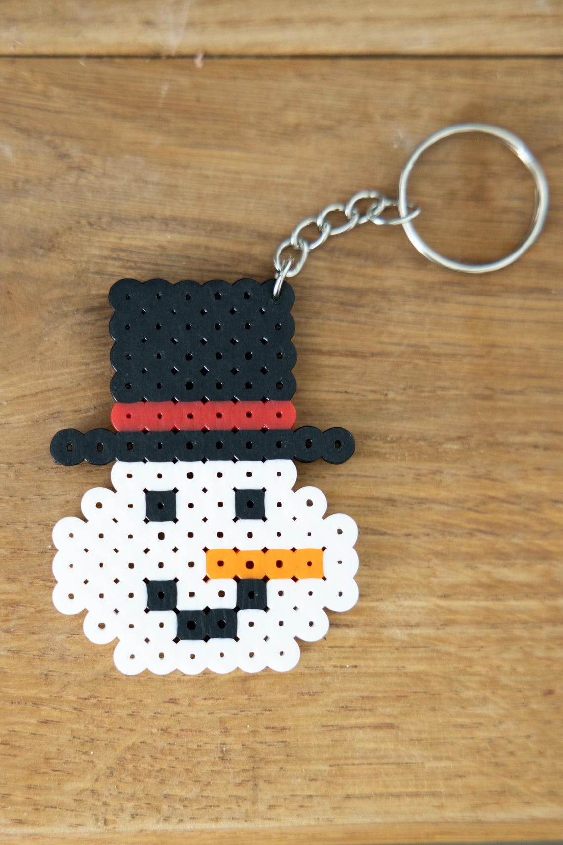 Snowman Keychain, Christmas Holiday Perler Bead Keychain - Etsy