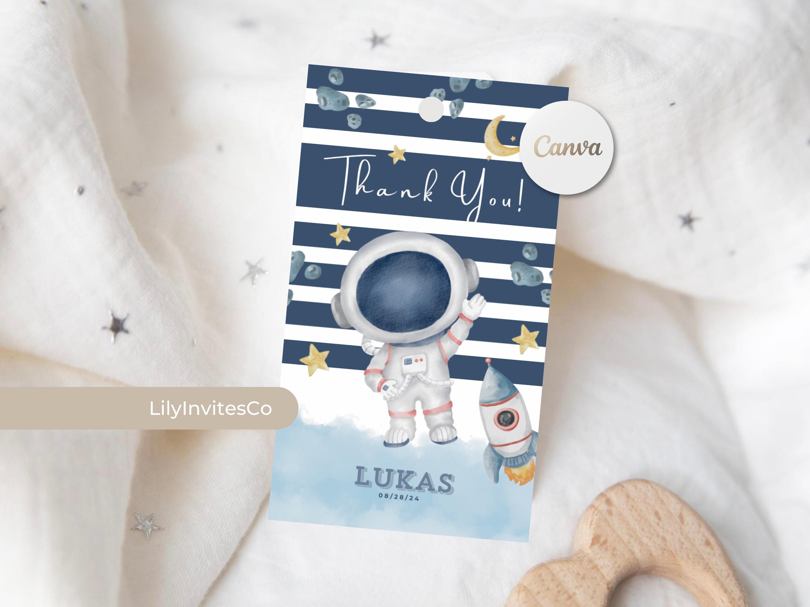 Outer Space Birthday Thank You Tag Astronaut Theme Party Favor Tag ...