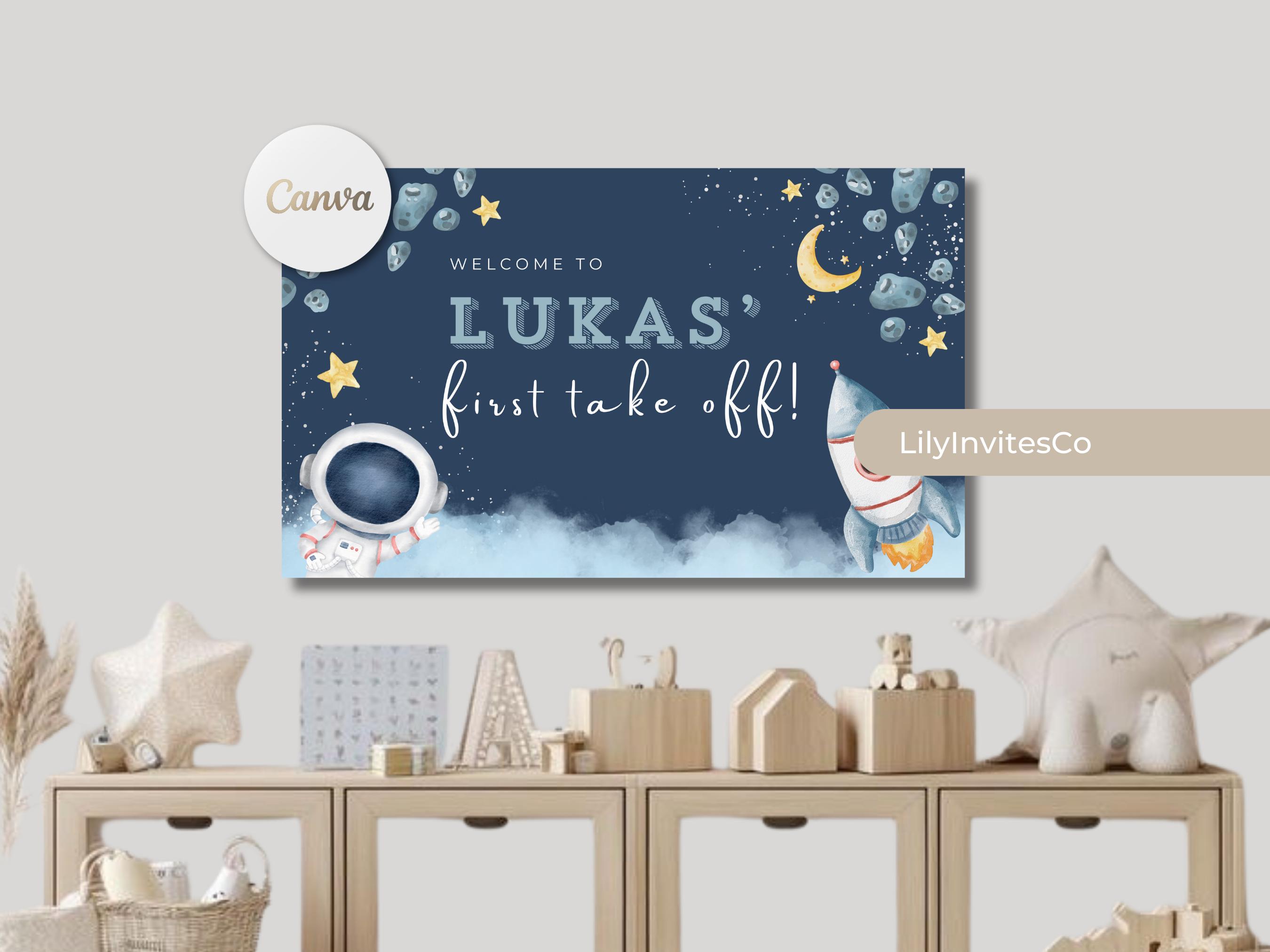 Outer Space Party Decor Astronaut Welcome Sign Banner First Trip Around ...