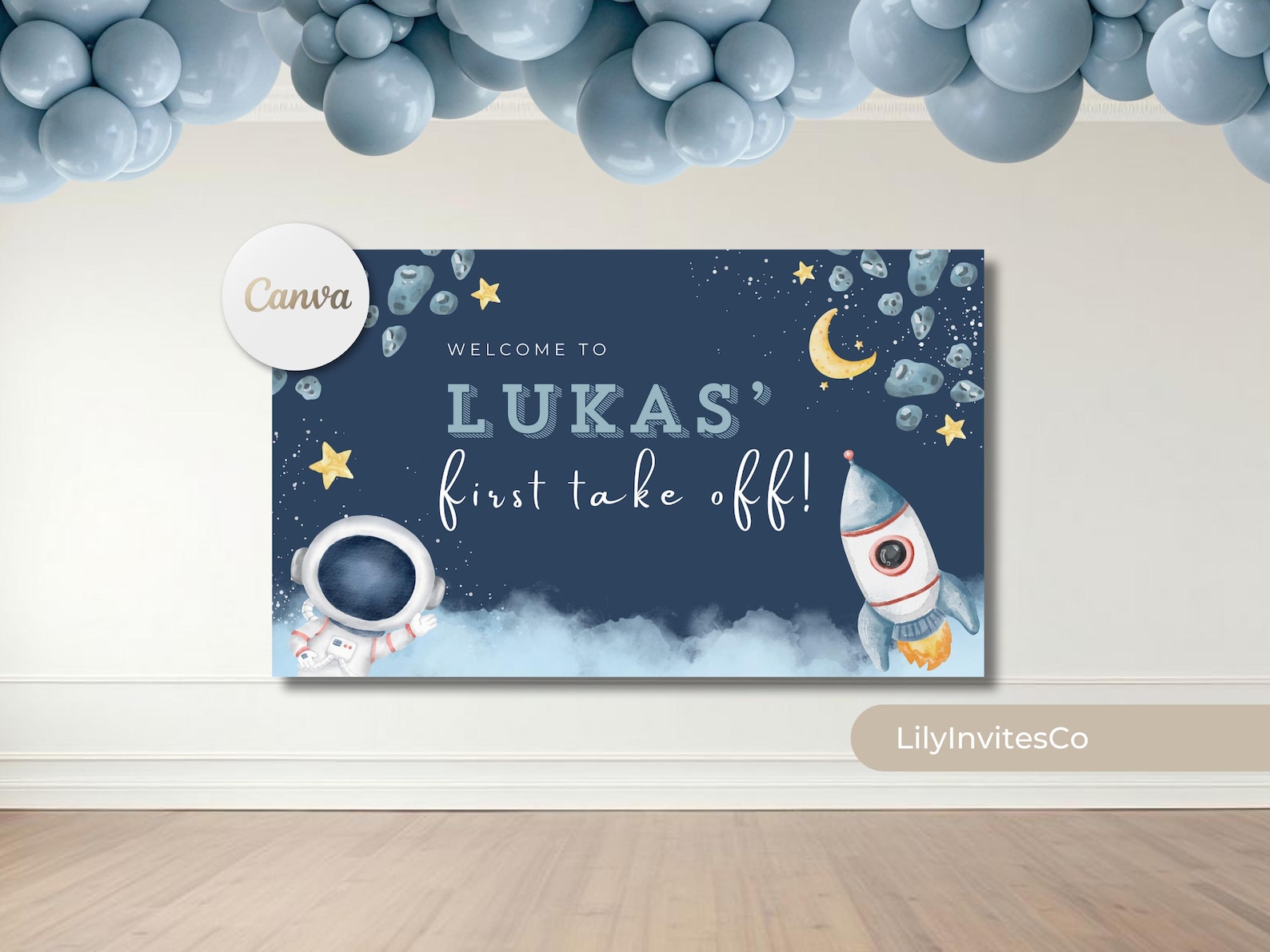Outer Space Party Decor Astronaut Welcome Sign Banner First Trip Around ...