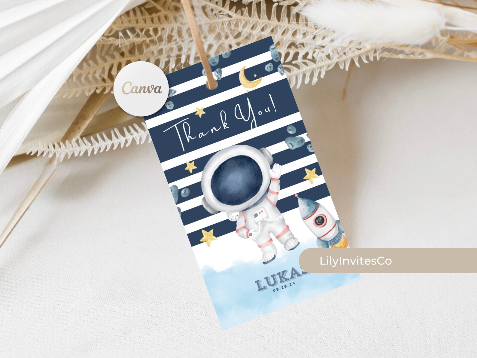 Outer Space Birthday Thank You Tag Astronaut Theme Party Favor Tag ...