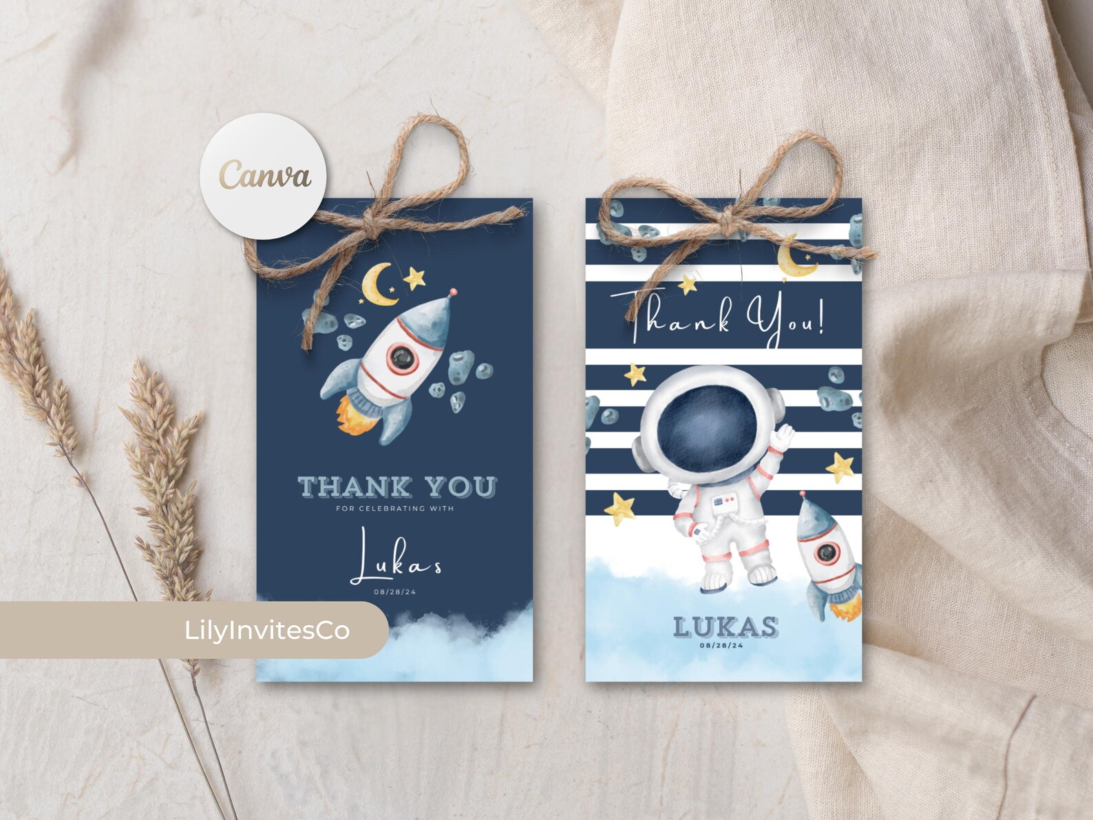 Outer Space Birthday Thank You Tag Astronaut Theme Party Favor Tag ...