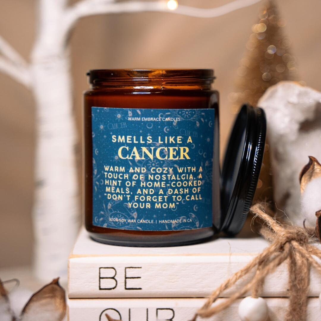Smells Like A Cancer, Zodiac Sign Candle, Personalized Gift, Funny ...