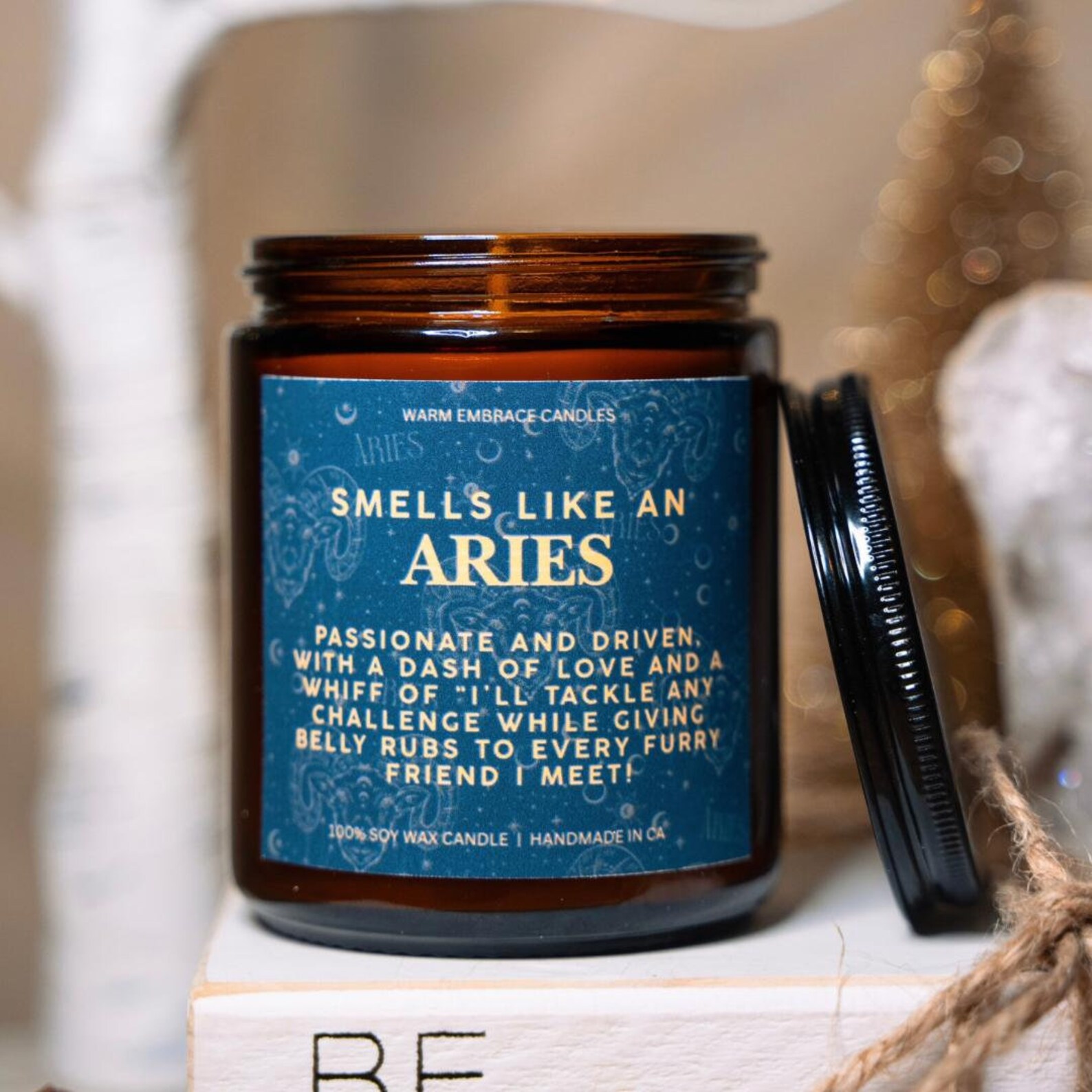 Smells Like an Aries, Zodiac Sign Gift, Funny Candle Label, Soy Wax ...
