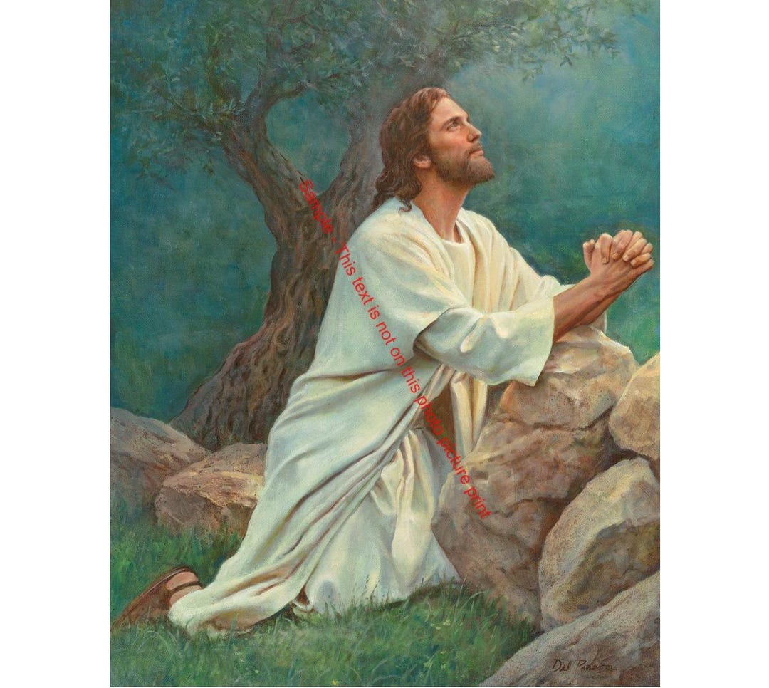 Jesus Christ Praying Garden Gethsemane Print Christian Picture Catholic ...