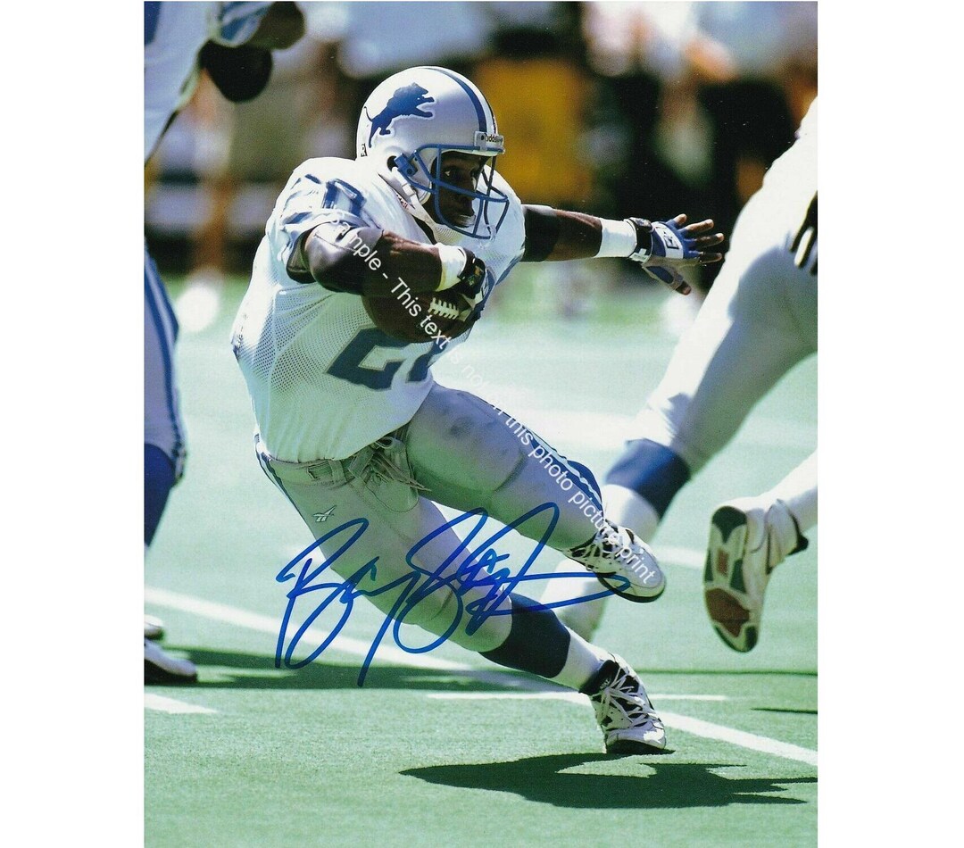 Barry Sanders Autographed Photo HOF Lions Signed Reprint Poster ...