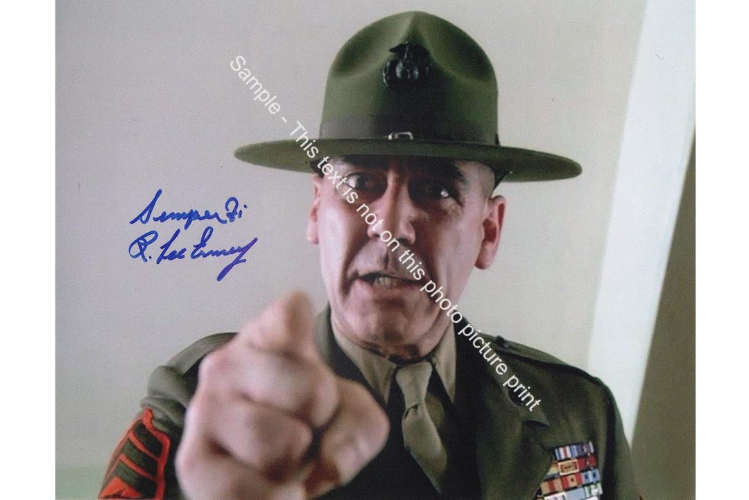 R Lee Ermey Autographed Photo Print Full Metal Jacket Semper Fi USMC ...