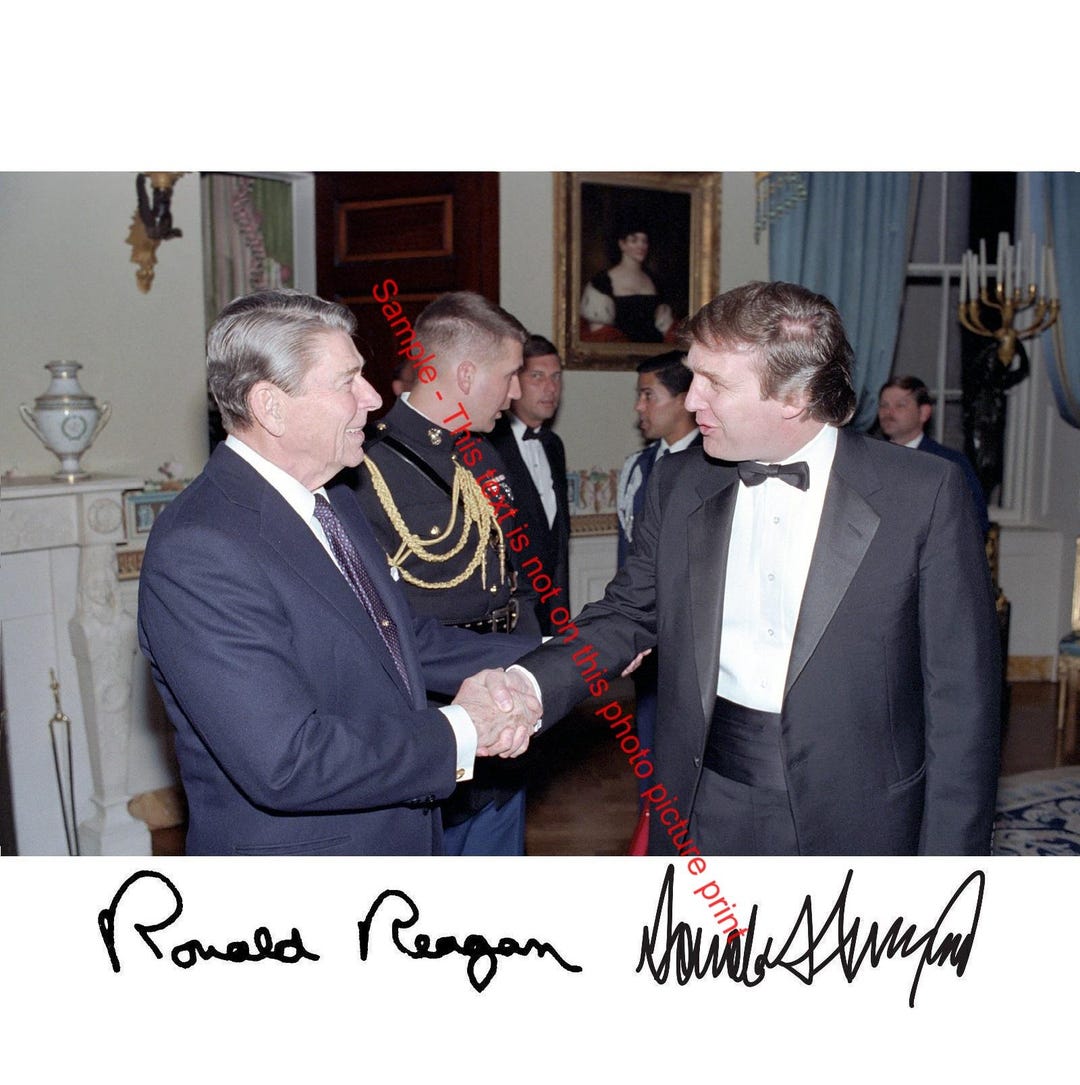 Donald Trump Ronald Reagan Autographed Photo Print Signed Handshake ...