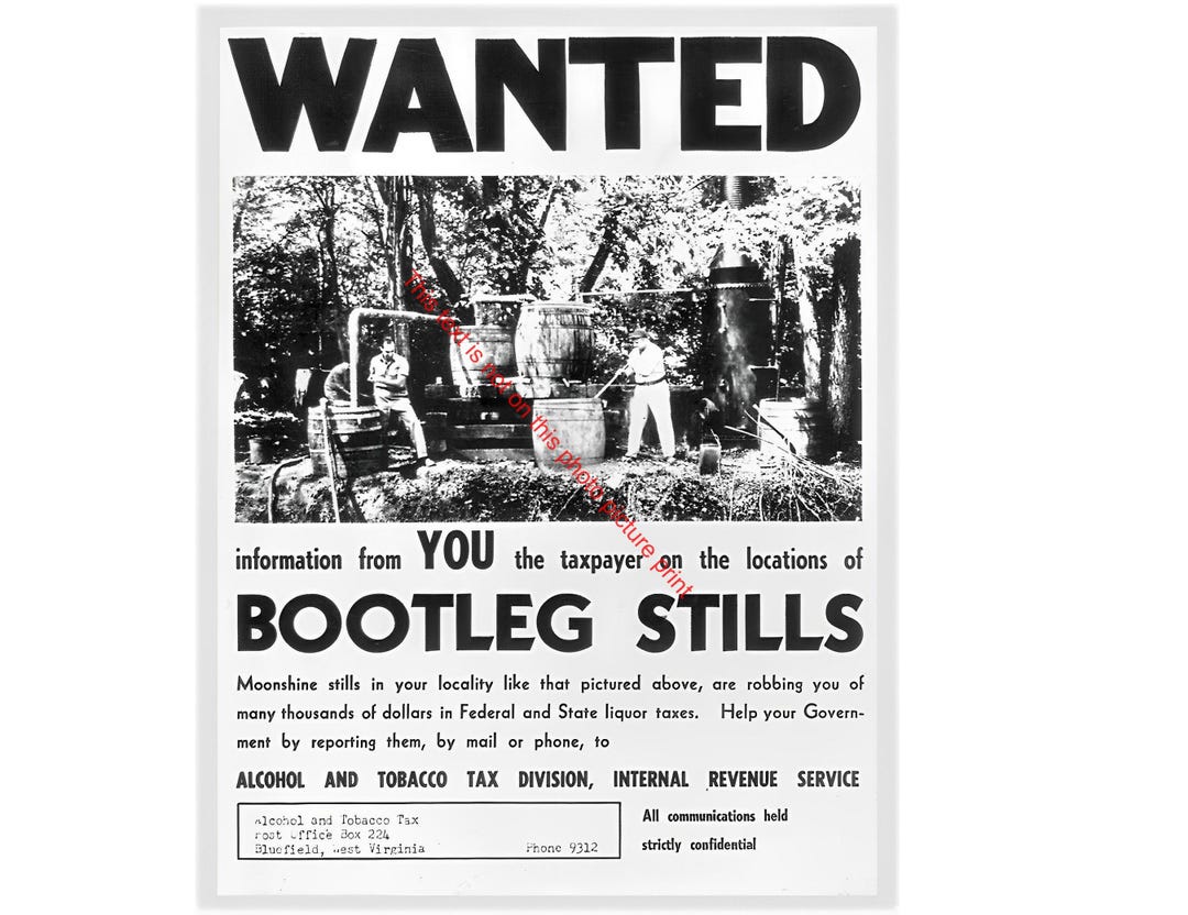 Prohibition Era Wanted Poster Photo Bootleg Still Liquor Snitch ...