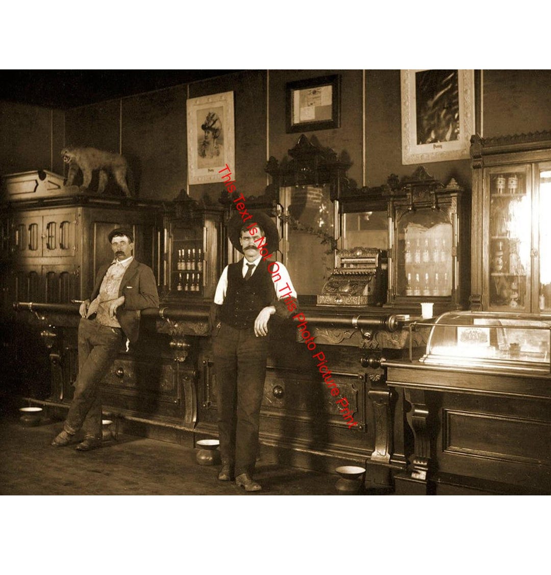 Vintage Photo Wild West Saloon Montana 1905 Bar Print Cowboys Beer ...