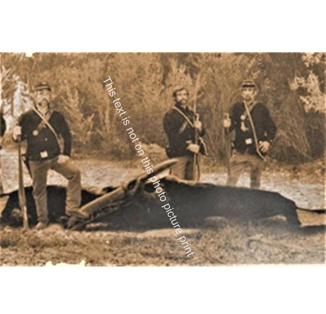 Dinosaur Civil War Photo Hunters Men Creepy Vintage Print Odd Strange ...