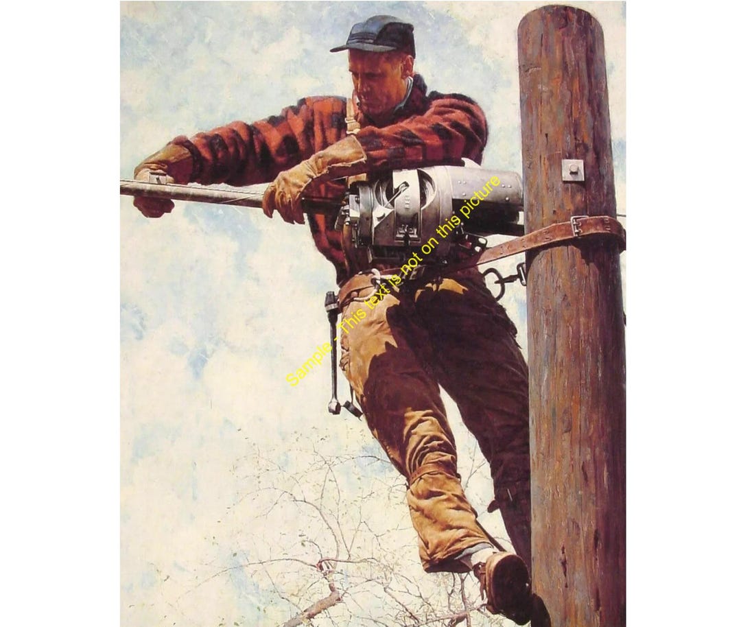 The Lineman by Norman Rockwell Illustrator Art Artist Painting 5X7 8X10 ...