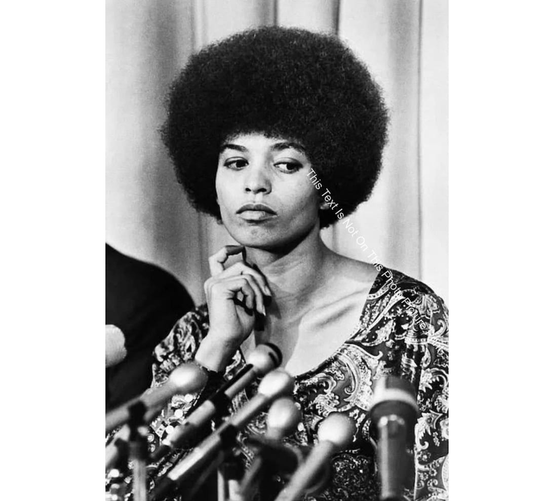Angela Davis Afro Hair Vintage Photo Political Activist Feminist Icon ...
