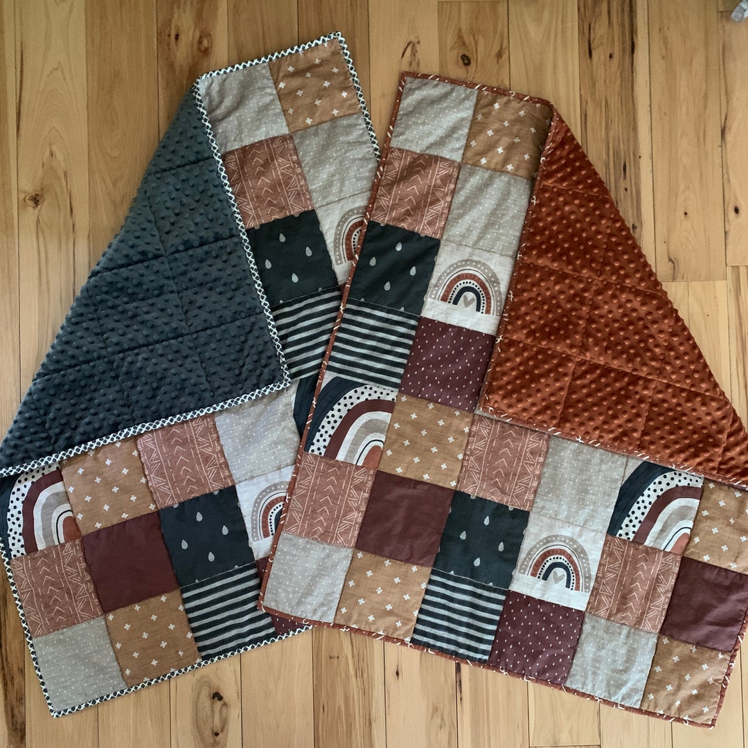 Choose Your Color Baby Quilt, Boho Rainbow, 34 X 40 Inches. Minky Back ...