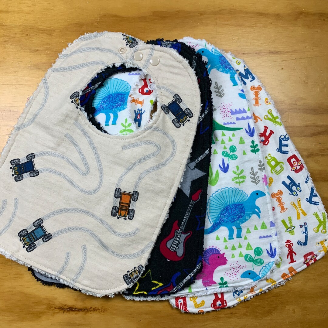 Big Kid Bibs, 10 X 13 1/2 Inches, Flannel & Chenille, Choose a Print ...